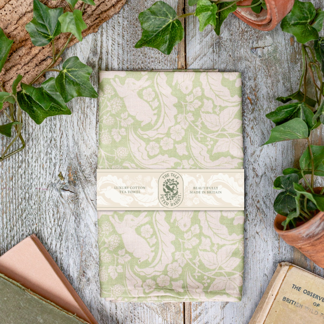 NEW! Peter Rabbit "The Vegetable Thief" (Sage Green) Tea Towel ...